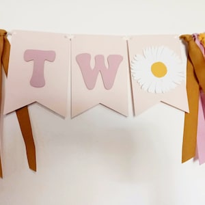 Two Groovy Banner, High Chair Banner Daisy, 2nd Birthday Girl Sign ...