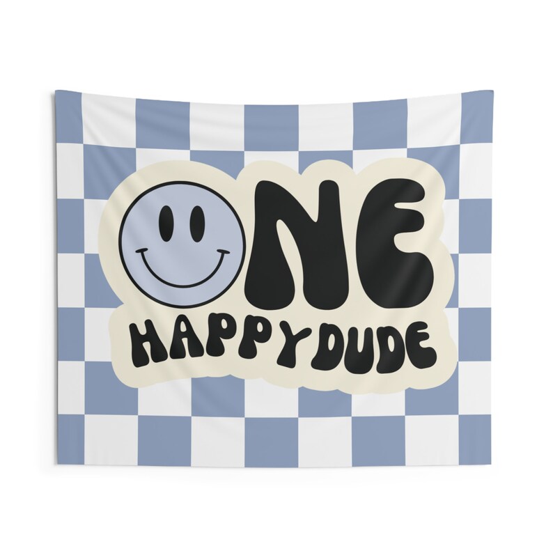 Blue One Happy Dude Backdrop, Retro Blue Dude Sign, One Cool Boy ...