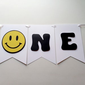 One Happy Dude High Chair Banner, Smiley Face Birthday - Etsy