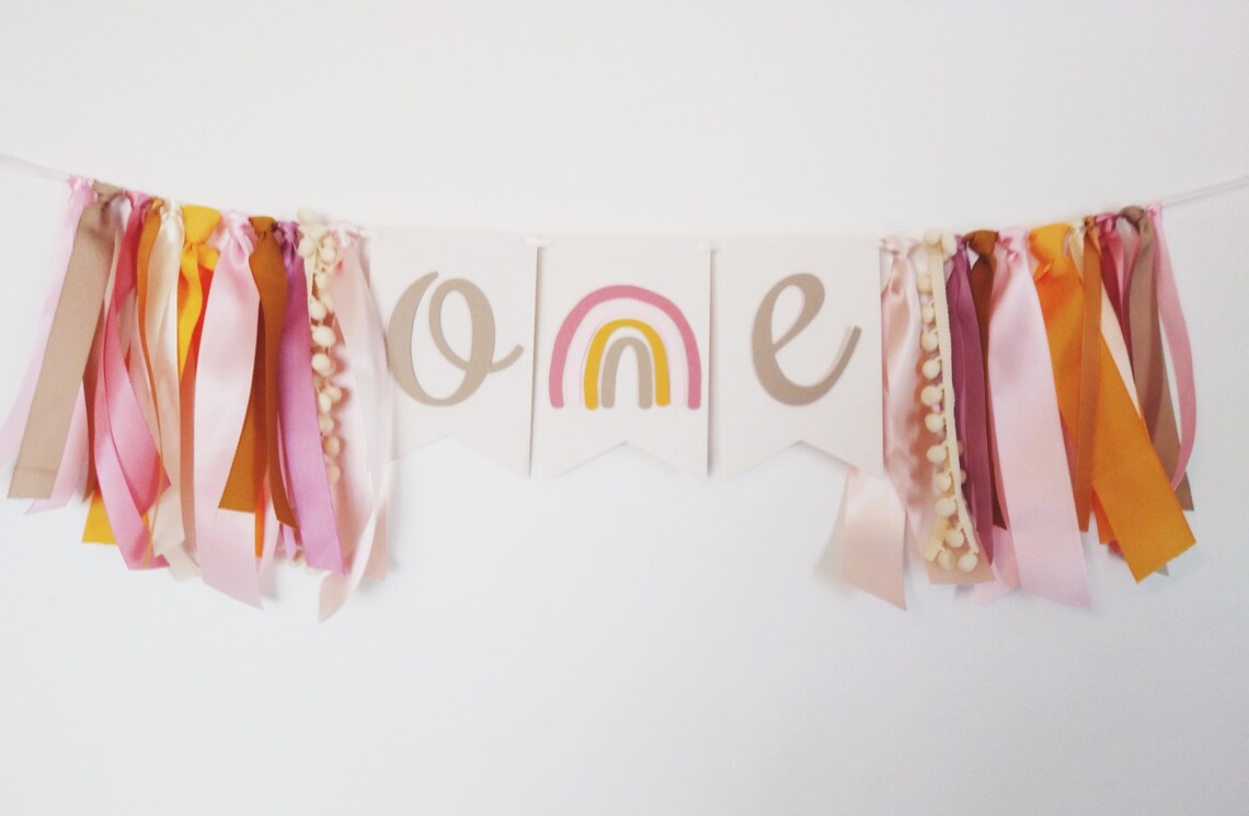 Boho Rainbow Banner Rainbow High Chair Banner Muted Rainbow | Etsy