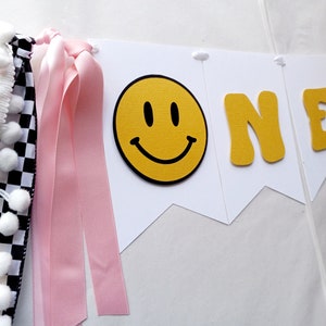 Pink and Yellow Smiley Face Banner, One Happy Babe Garland, One Cool ...