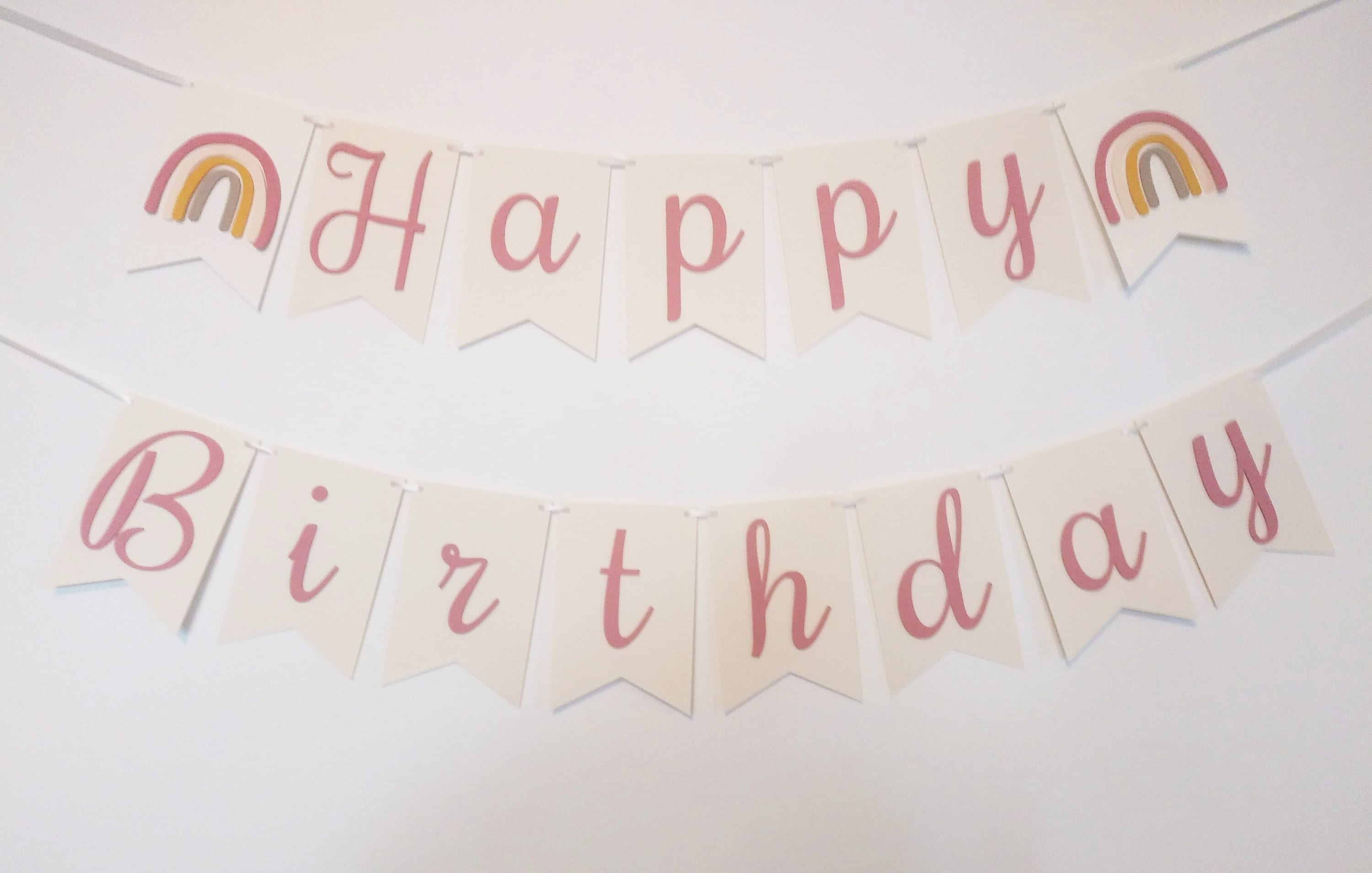 Boho Rainbow Happy Birthday Banner, Rainbow Theme Sign, Modern Rainbow ...