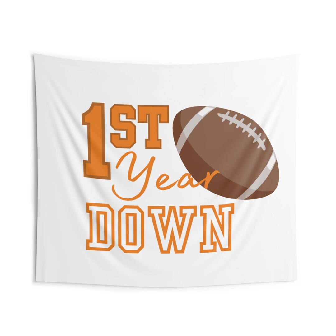 Orange and White First Year Down Backdrop, 1st Year Down Decor ...