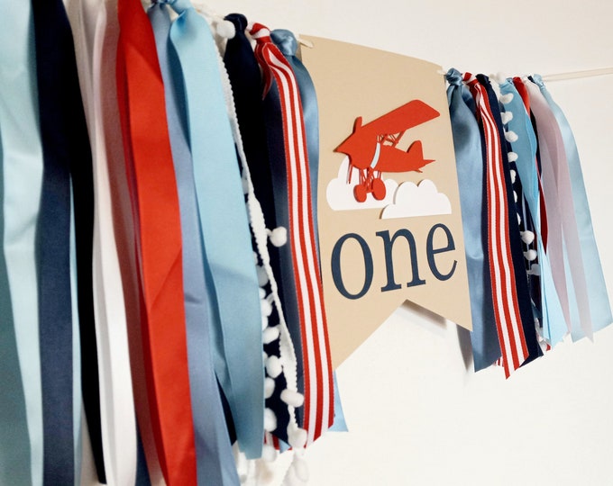 Airplane Banner I Am 1 ONE High Chair Banner Airplane 12 Month Photo ...