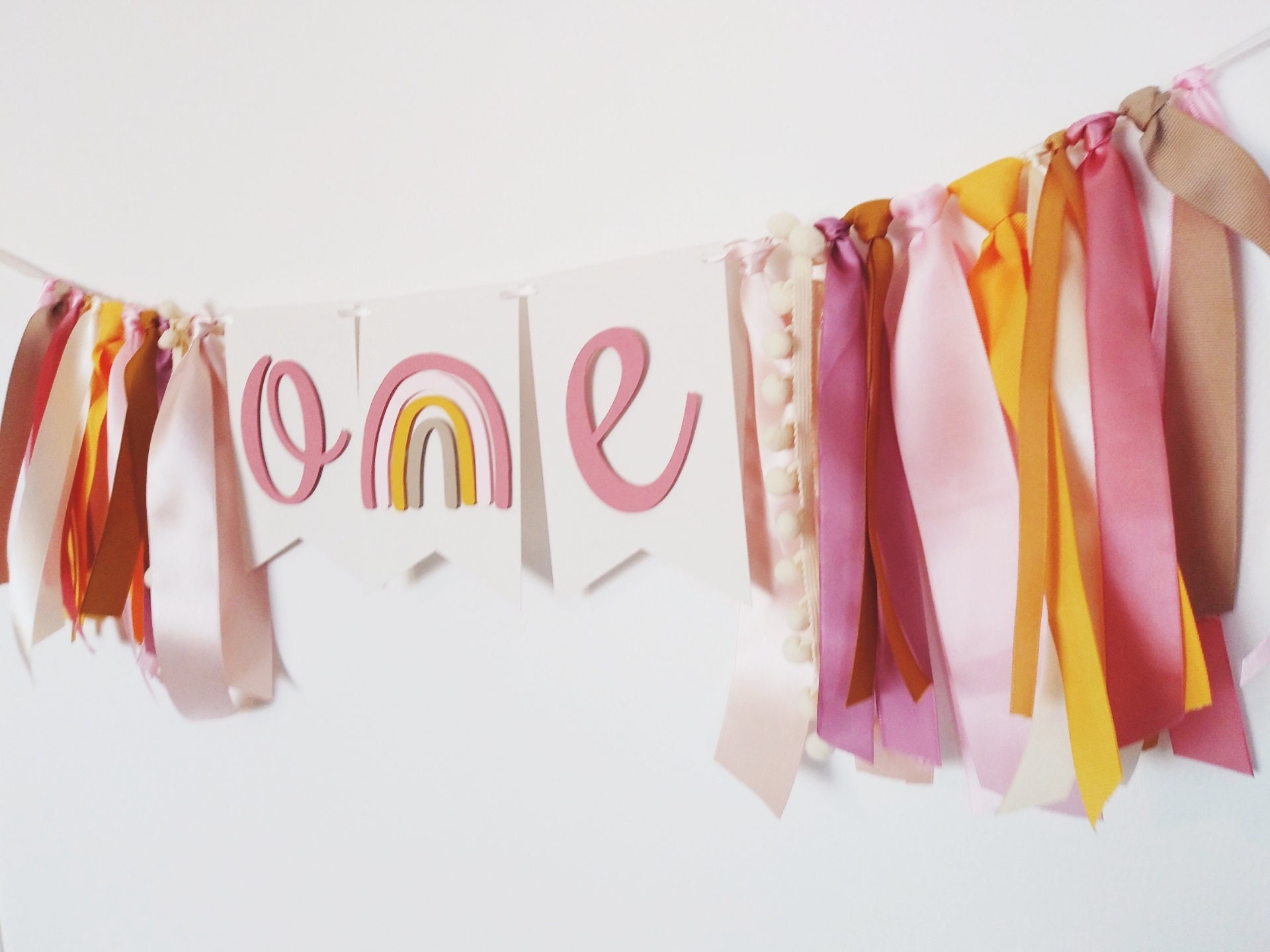 Boho Rainbow Banner, Rainbow High Chair Banner, Muted Rainbow Theme ...