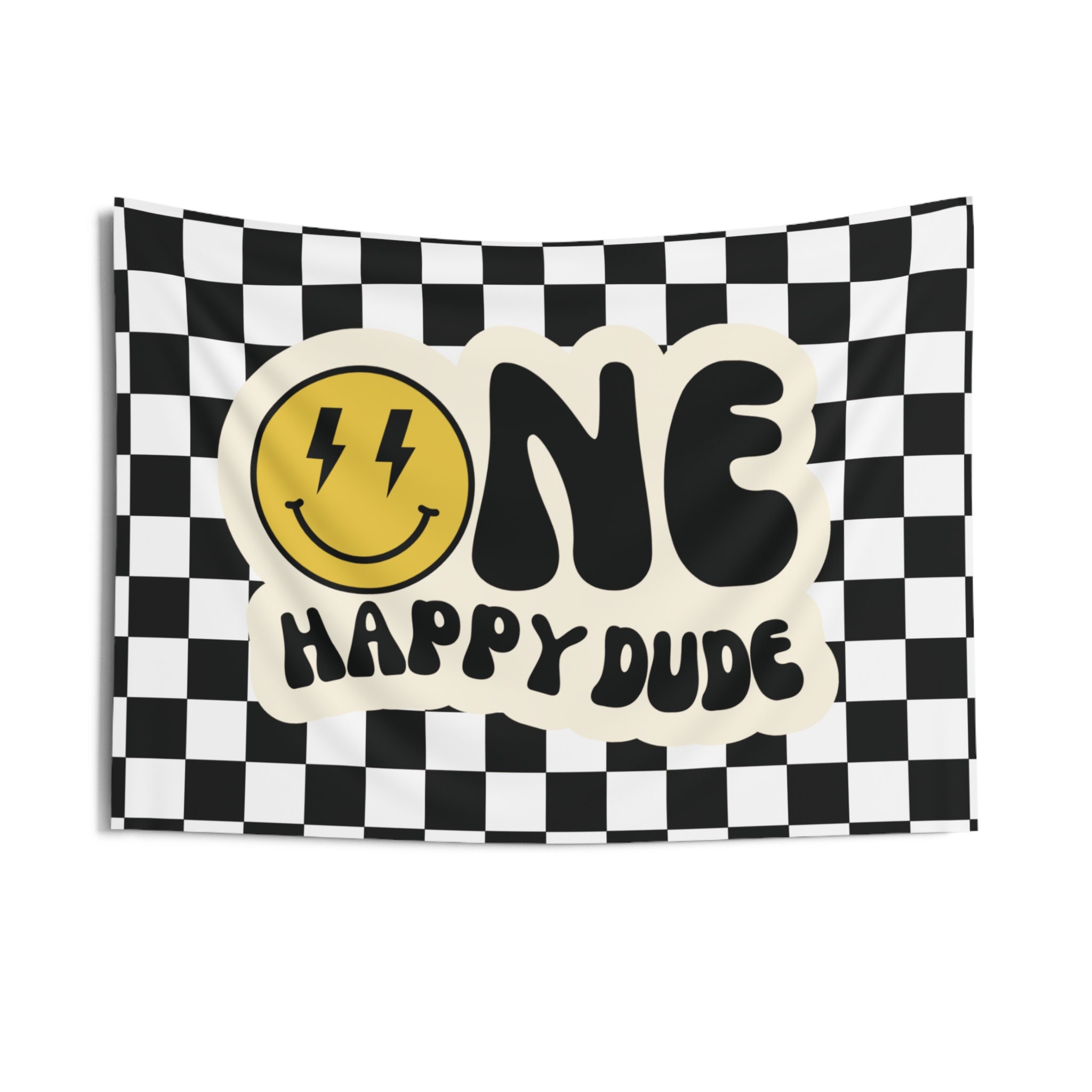One Happy Dude First Birthday Backdrop Banner, One Rad Dude Sign, Muted ...