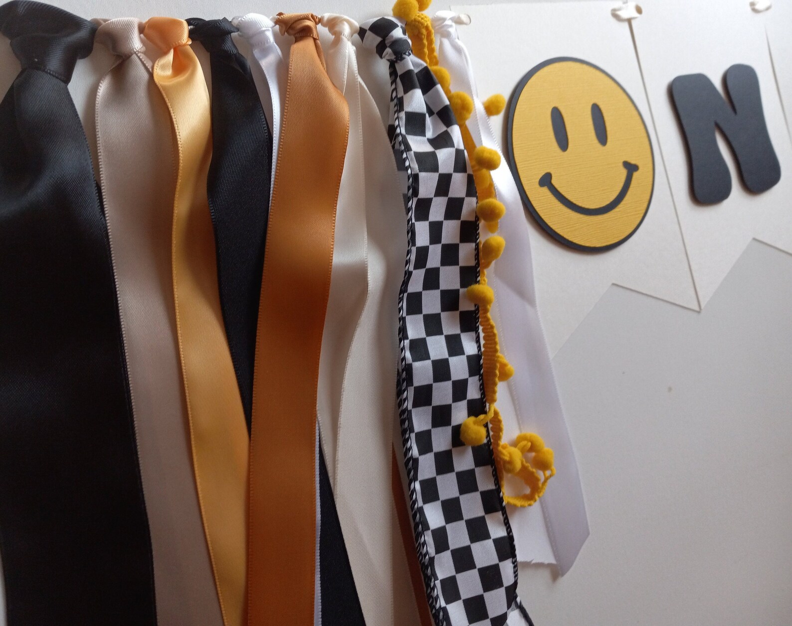 Yellow One Smiley Face Banner, One Happy Dude, First Birthday Boy Decor ...