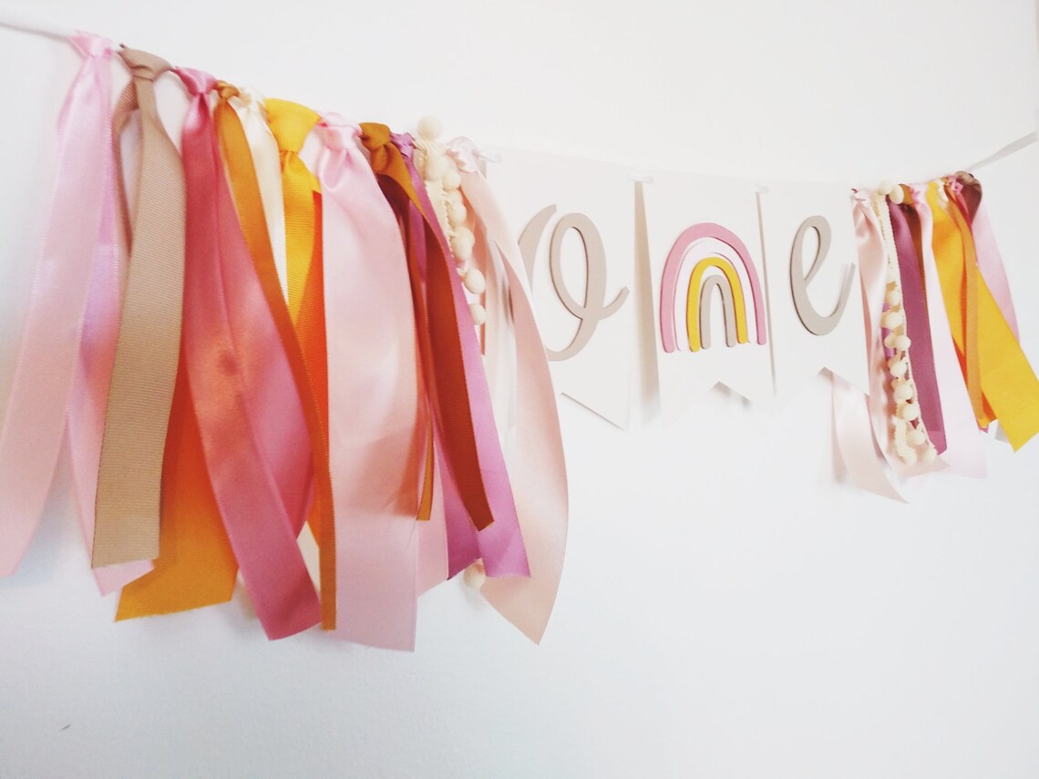 Boho Rainbow Banner Rainbow High Chair Banner Muted Rainbow | Etsy