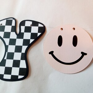 Checkered Retro Happy Birthday Banner, Checkered Backdrop, Smiley Face ...