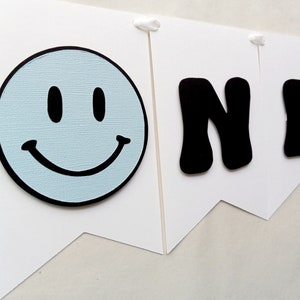 One Happy Dude High Chair Banner, Smiley Face Birthday, Blue Smiley ...