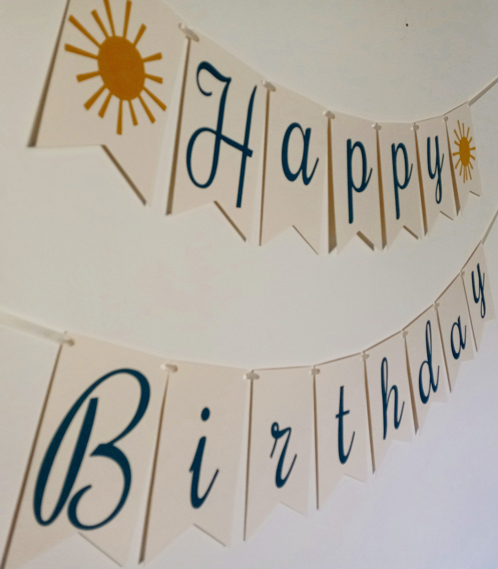 Sunshine Happy Birthday Banner, Sun Theme Happy Birthday Sign, Modern ...