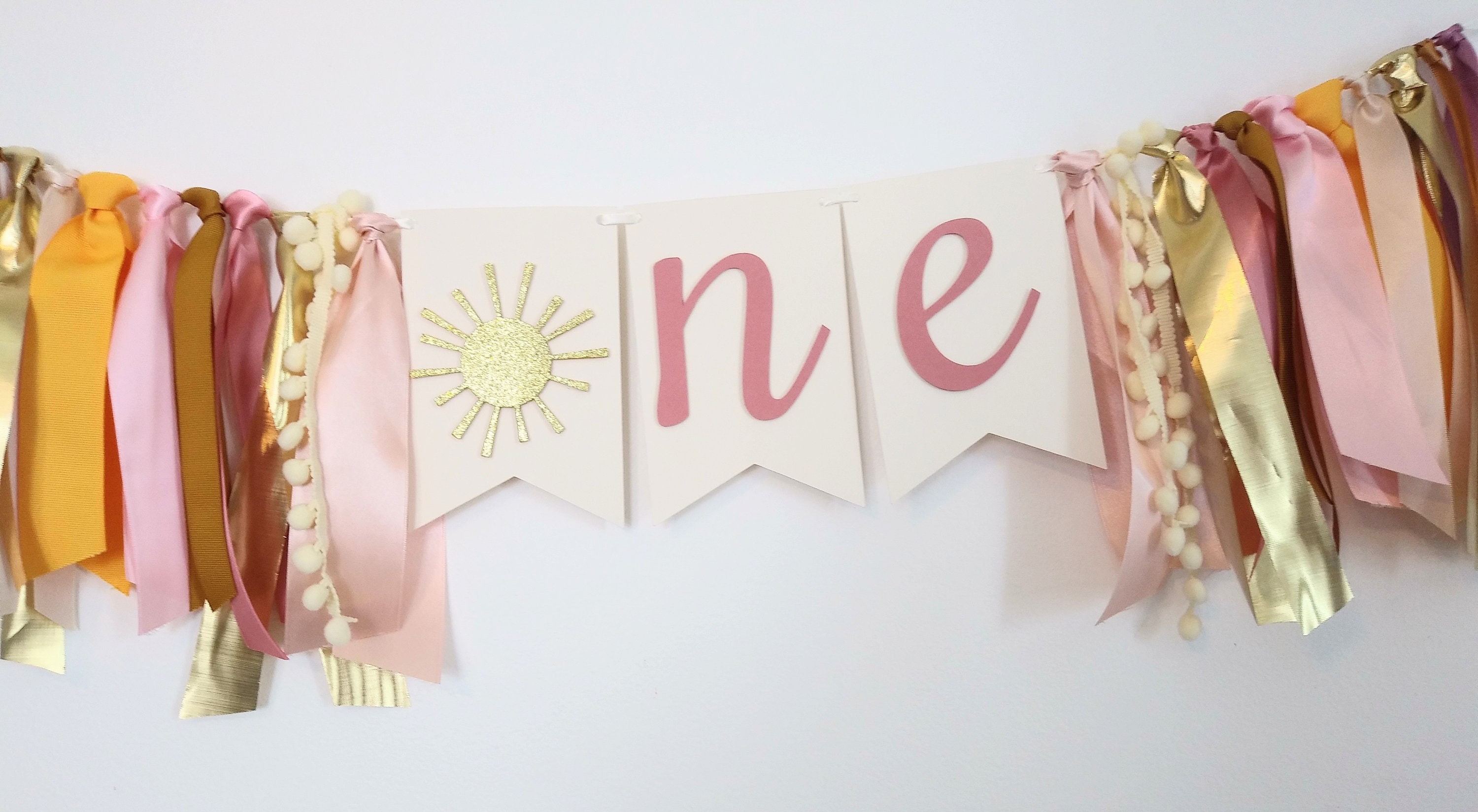 Gold Glitter Sun Banner, Sunshine High Chair Banner, Sun Theme 1st ...