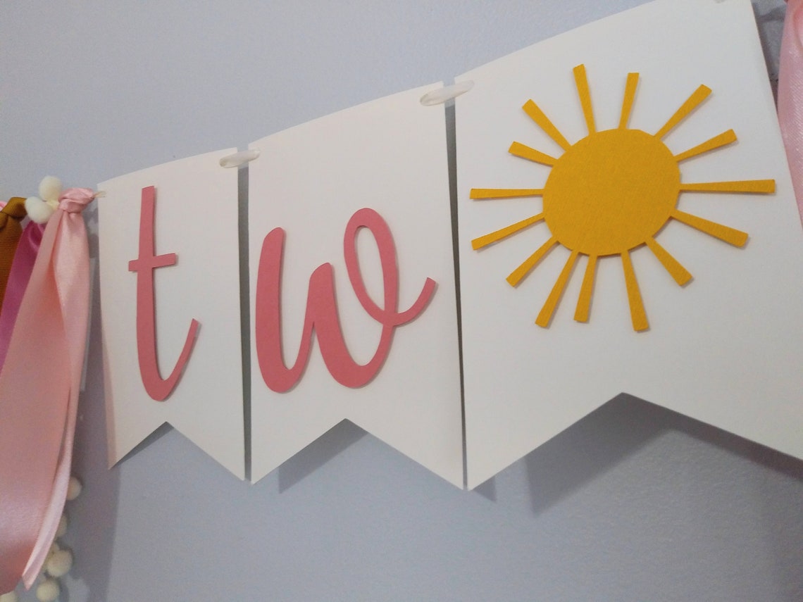 2nd Birthday Banner Girl 2nd Birthday Sun Theme Second - Etsy