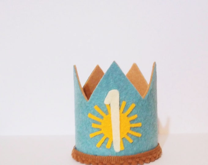 Boys Blue Sunshine Crown 1st Birthday Sun Crown Sun Theme - Etsy