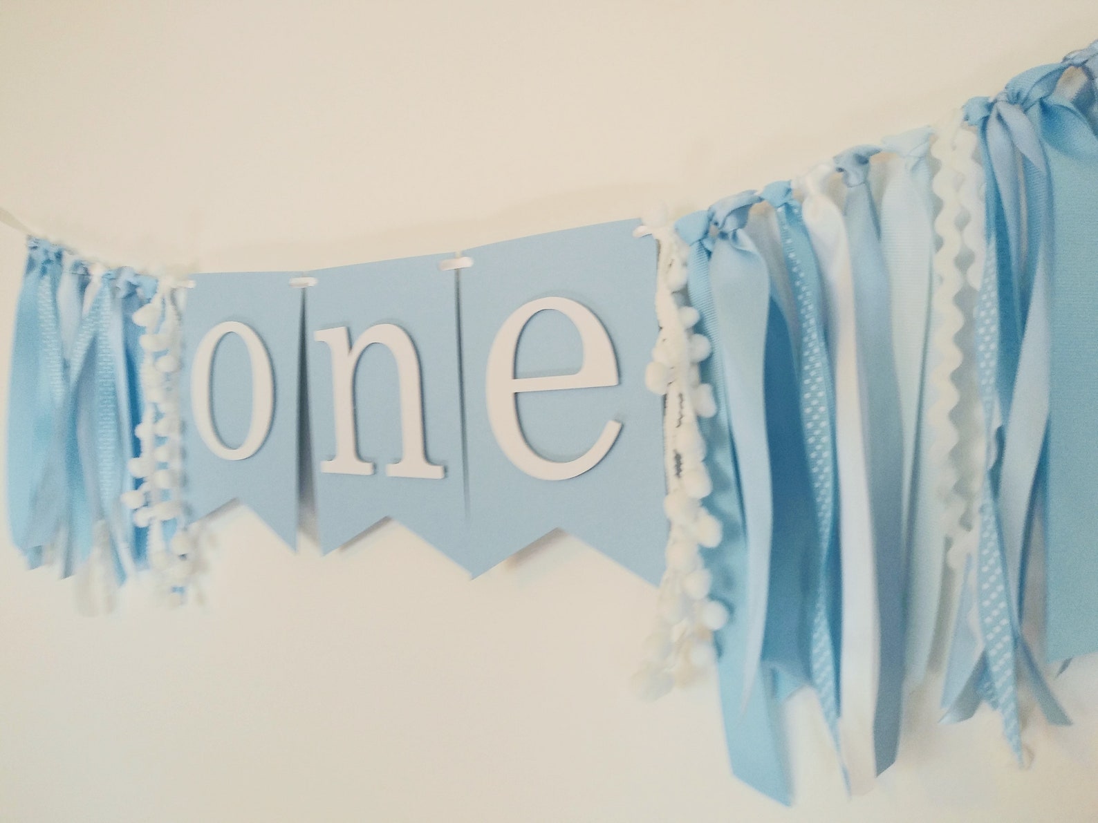 Light Blue High Chair Banner, One Banner Blue, Boy First Birthday ...