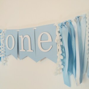 Light Blue High Chair Banner, One Banner Blue, Boy First Birthday ...