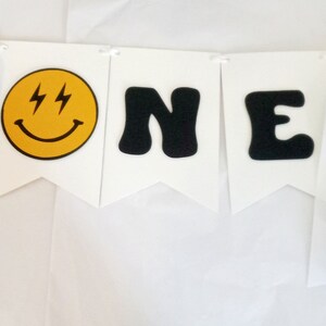 Lightening Bolt Smiley Face Banner, One Happy Dude Decor, One Cool Dude ...