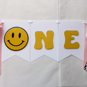 Pink and Yellow Smiley Face Banner, One Happy Babe Garland, One Cool ...