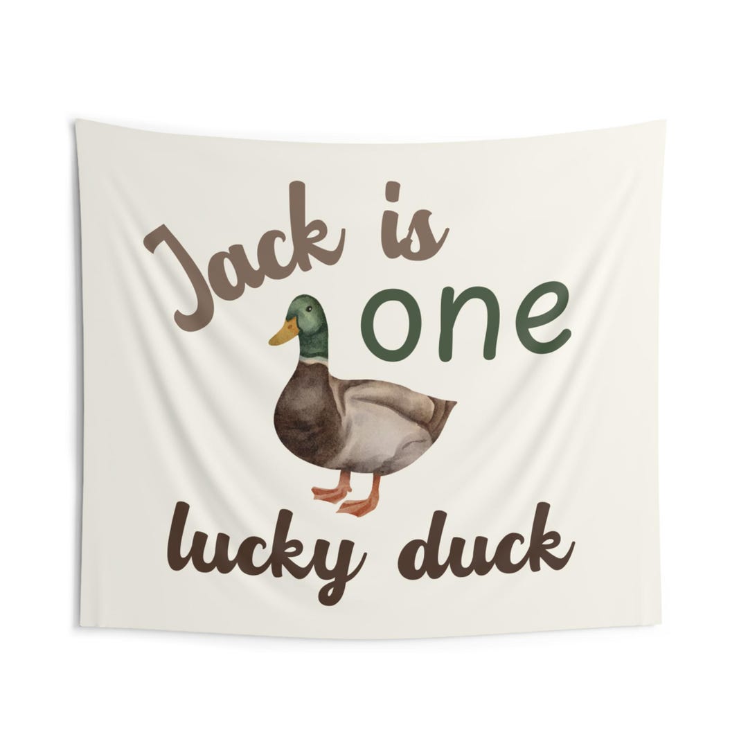 One Lucky Duck Backdrop, Mallard Duck Birthday Decor, Rustic Duck Theme ...