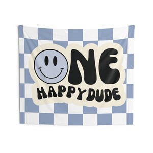 Blue One Happy Dude Backdrop, Retro Blue Dude Sign, One Cool Boy ...
