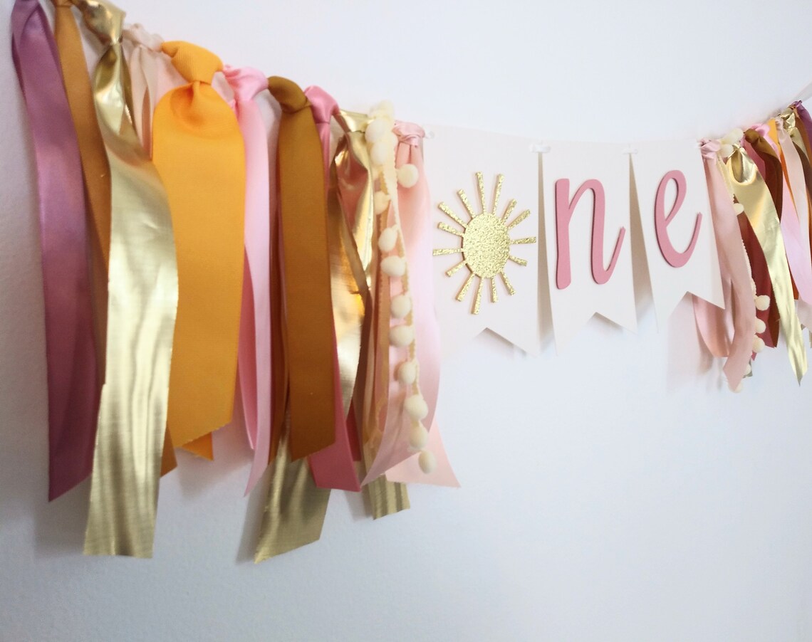 Gold Glitter Sun Banner, Sunshine High Chair Banner, Sun Theme 1st ...