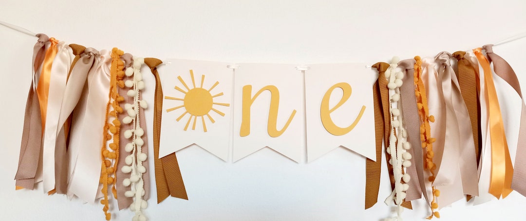 Neutral One Sun High Chair Banner, Muted Earth Tone First Birthday ...