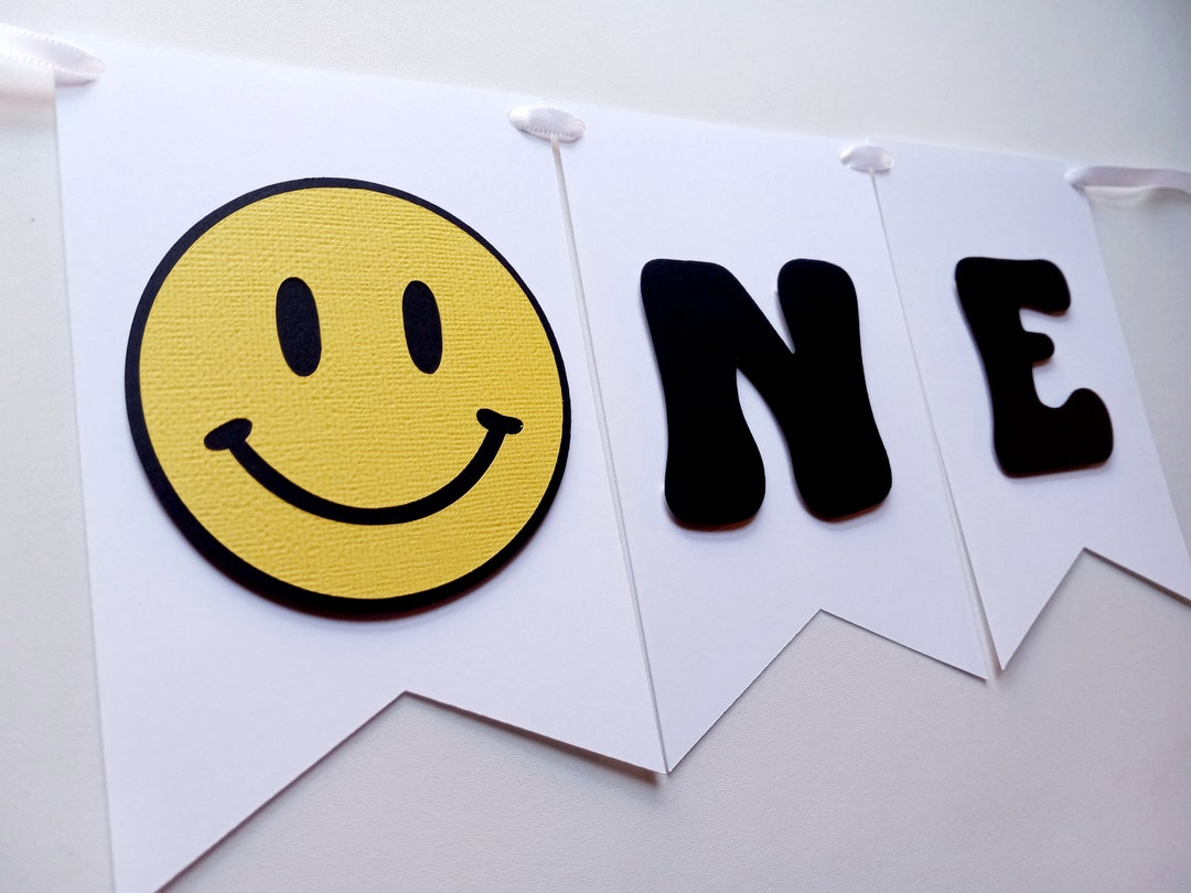 One Happy Dude High Chair Banner, Smiley Face Birthday - Etsy