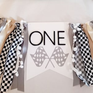 Fast One High Chair Banner, Racecar 1st Birthday Decor, Retro Car ...