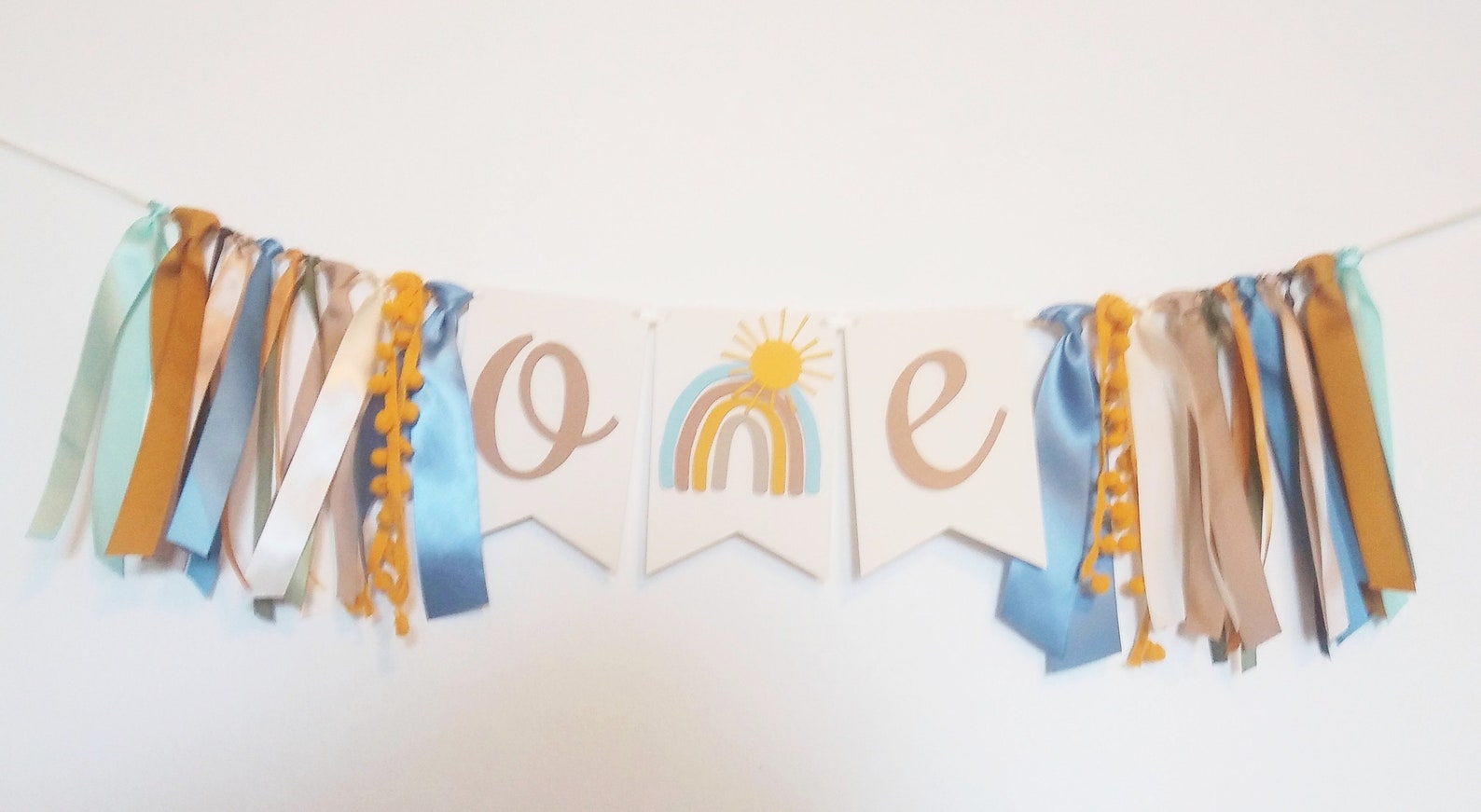 Boys Rainbow Sun Banner, Sun and Rainbow Banner Afor Baby Boy, Muted ...