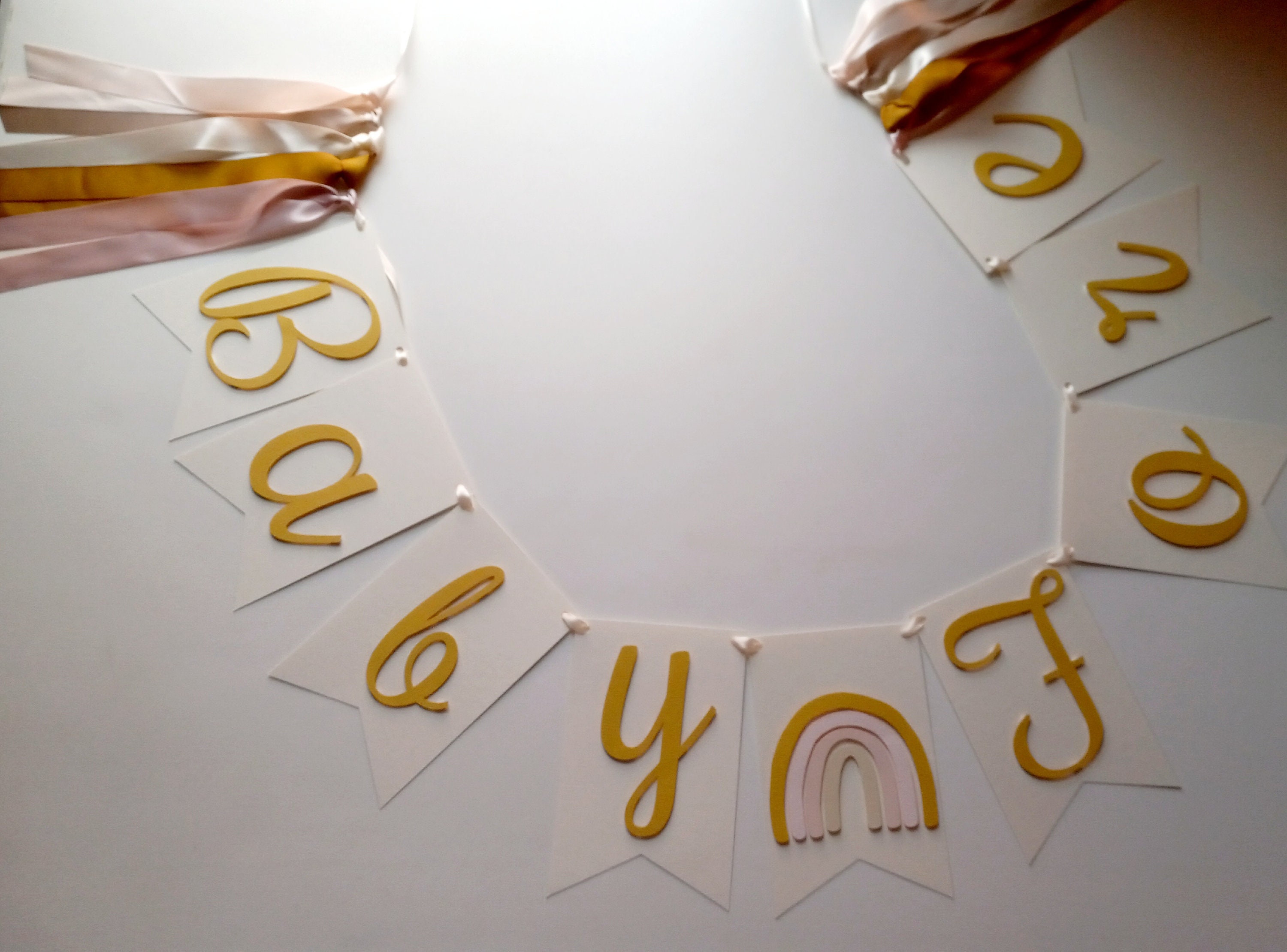 Rainbow Baby Shower Banner, Boho Baby Shower, Neutral Rainbow Garland ...