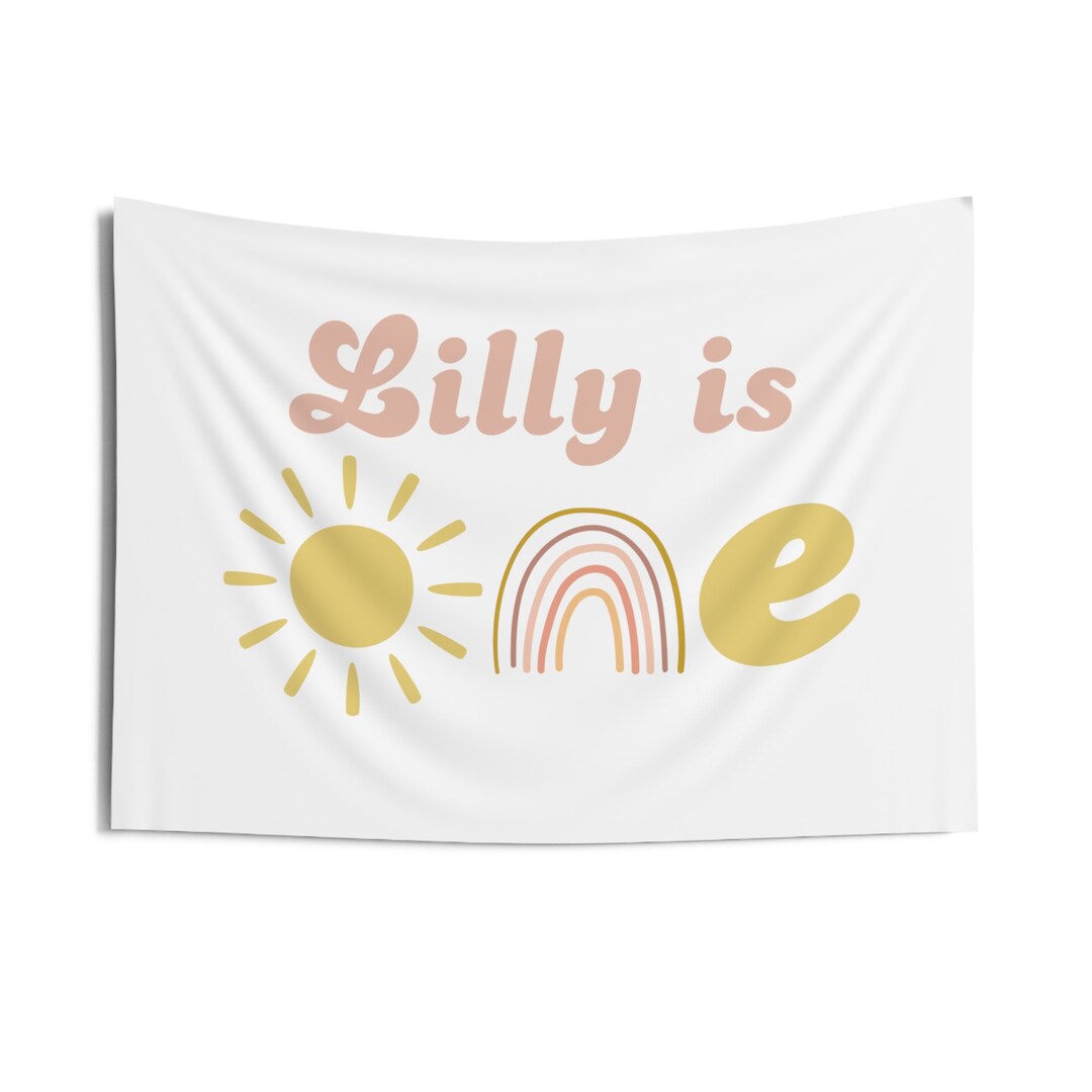 Custom Sunshine and Rainbow Backdrop, Blush and Yellow Muted Tones ...