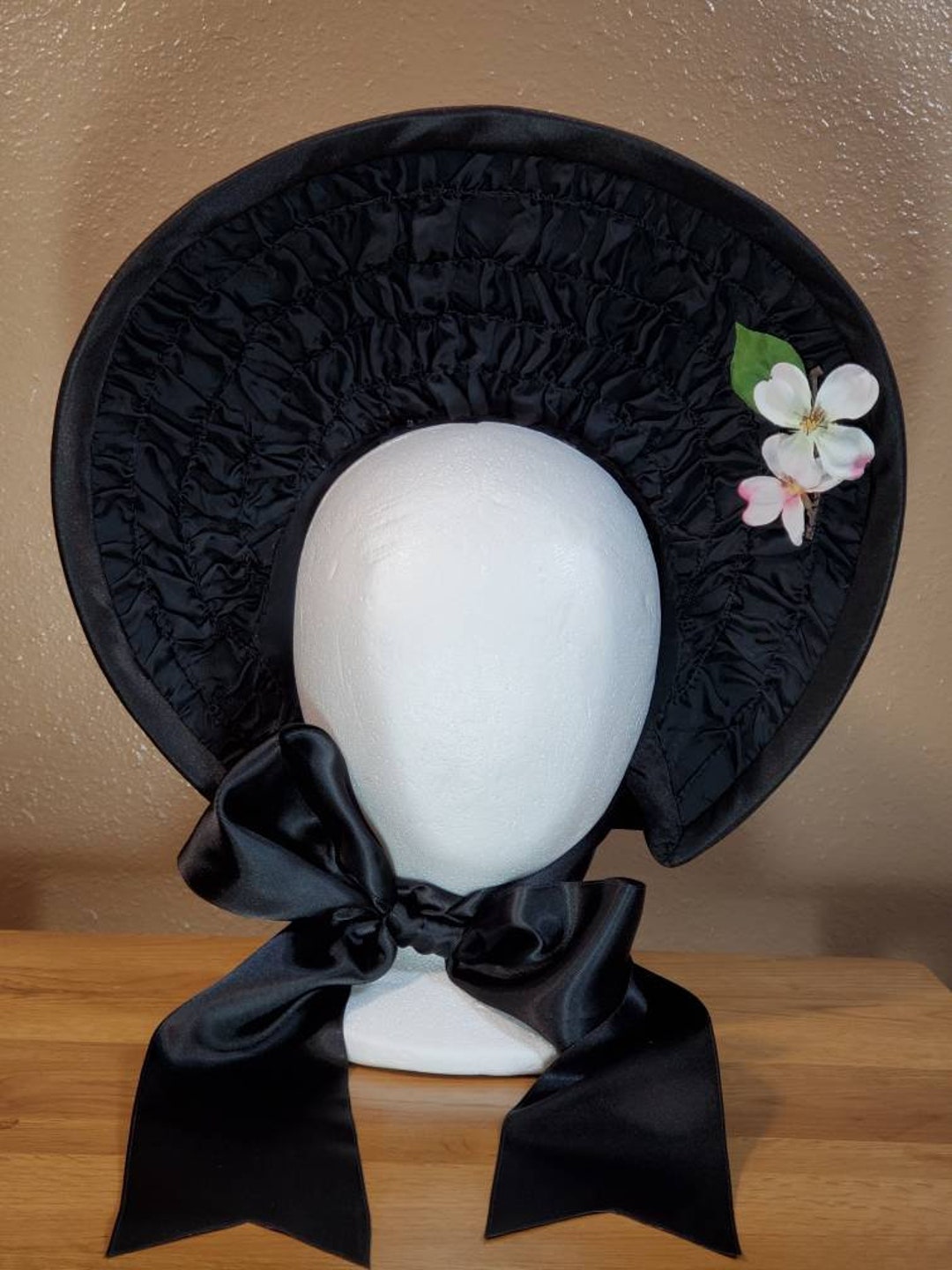 Black Satin Gothic Lolita Romantic Era Bonnet - Etsy