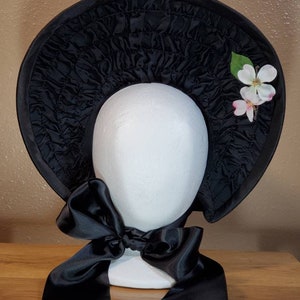 Black Satin Gothic Lolita Romantic Era Bonnet - Etsy