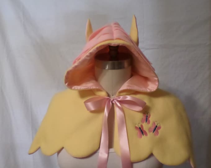 MLP Fluttershy Inspired Fleece Lolita Adult Scalloped Edge Cape Hoodie ...