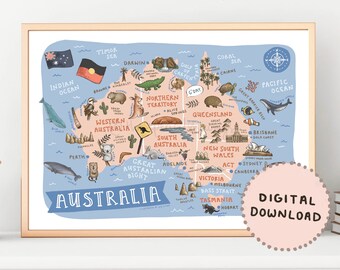 Map of Australia | Etsy