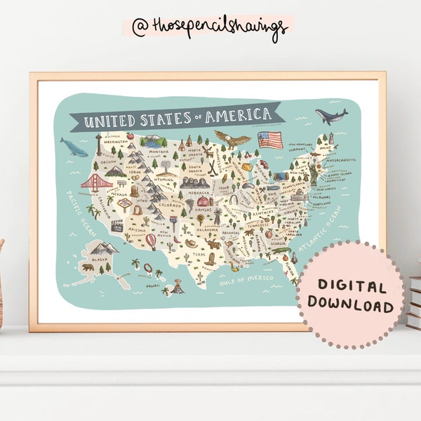 Usa Map - Etsy