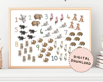 Australian Animals Alphabet Print Illustrated ABC Poster A-Z Animal ...