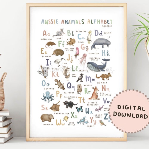 Australian Alphabet Print Illustrated ABC Poster A-Z - Etsy