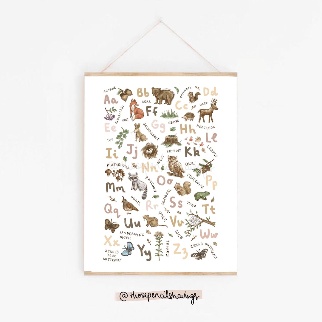 Woodland Animals Alphabet Print: Whimsical Nursery ABC Wall Art - Etsy