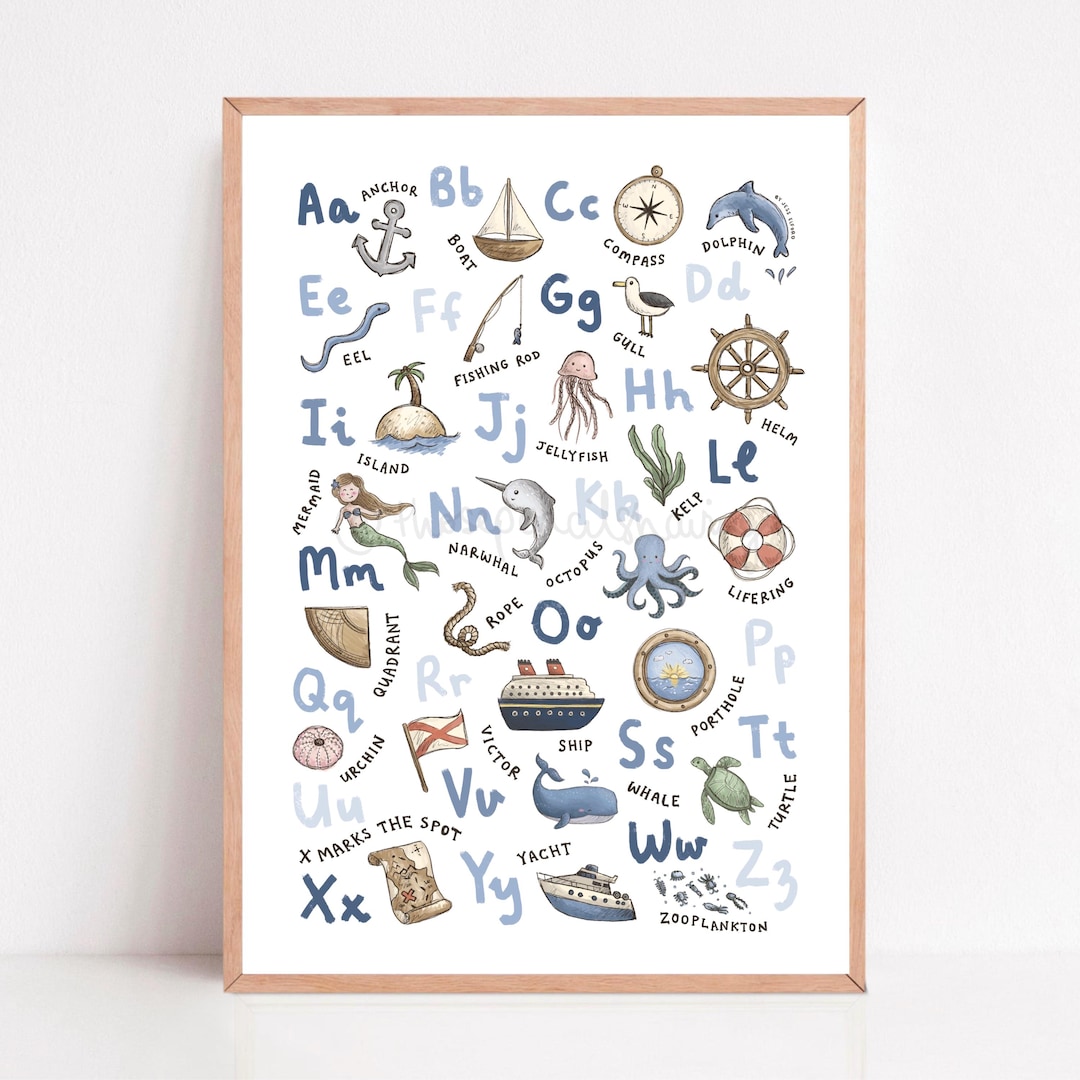 Nautical Alphabet Print: Ocean ABC Kids Wall Art - Etsy