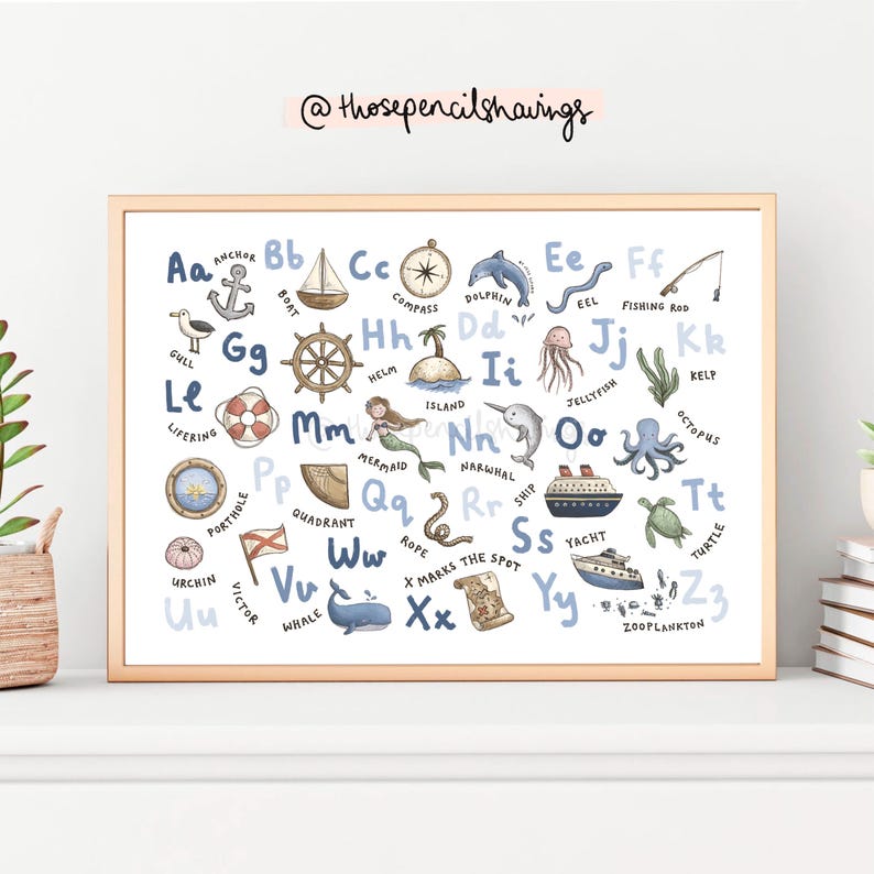 Nautical Alphabet Print: Ocean ABC Kids Wall Art - Etsy