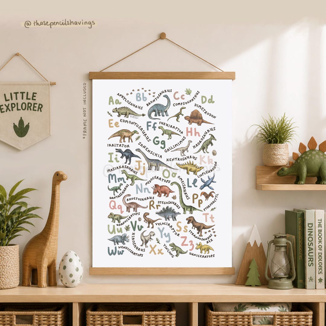 Dinosaur Alphabet Print: A-Z Dino Nursery, Classroom Art - Etsy