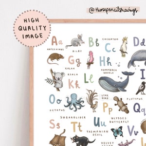 DIGITAL DOWNLOAD | Australian Animals Alphabet Landscape Print ...