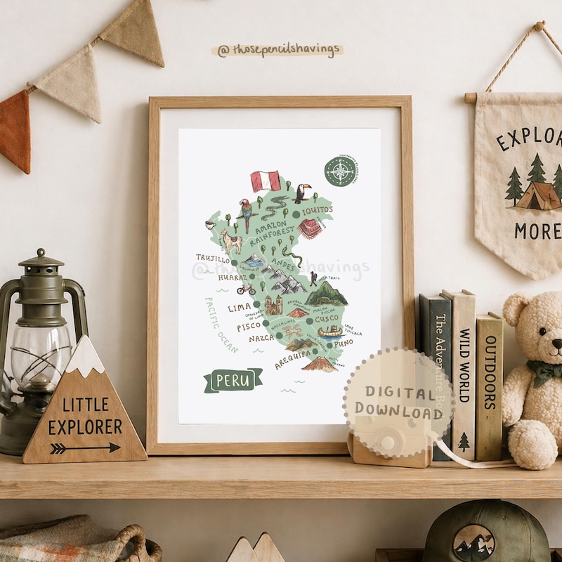 Peru Map Art Nursery - Etsy