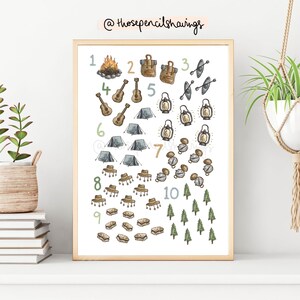 Camping Counting Print: Illustrated Outdoor Nursery Art - Etsy