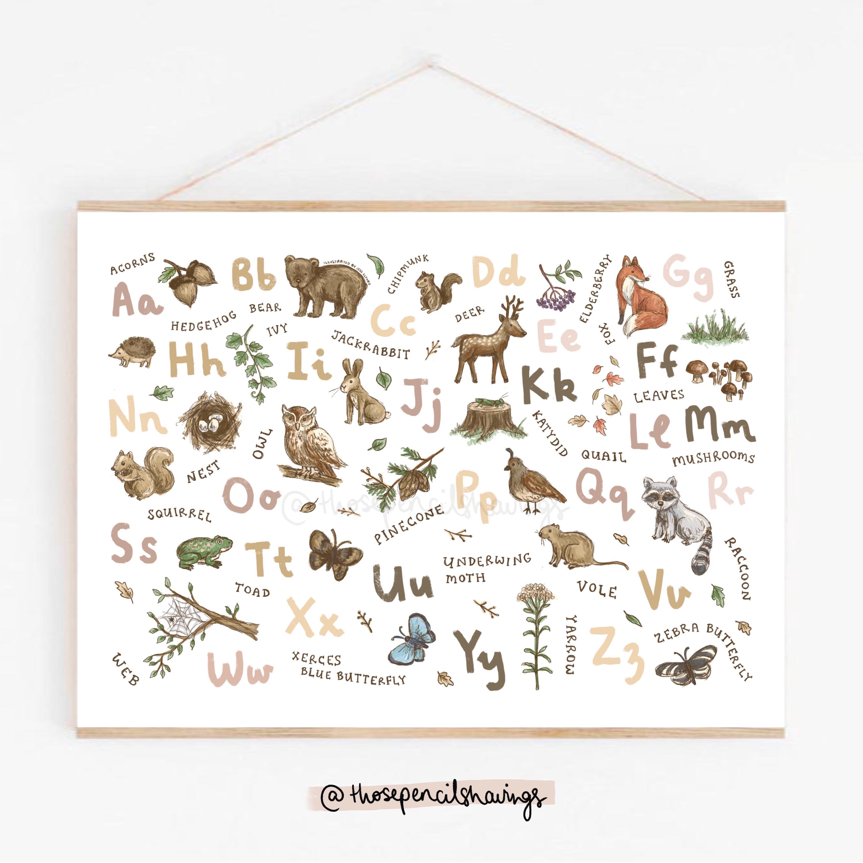 Woodland Animals Alphabet Print: Whimsical Nursery ABC Wall Art - Etsy
