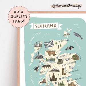Map of Scotland | Illustrated Scottish Map Print | Cute Scotland ...