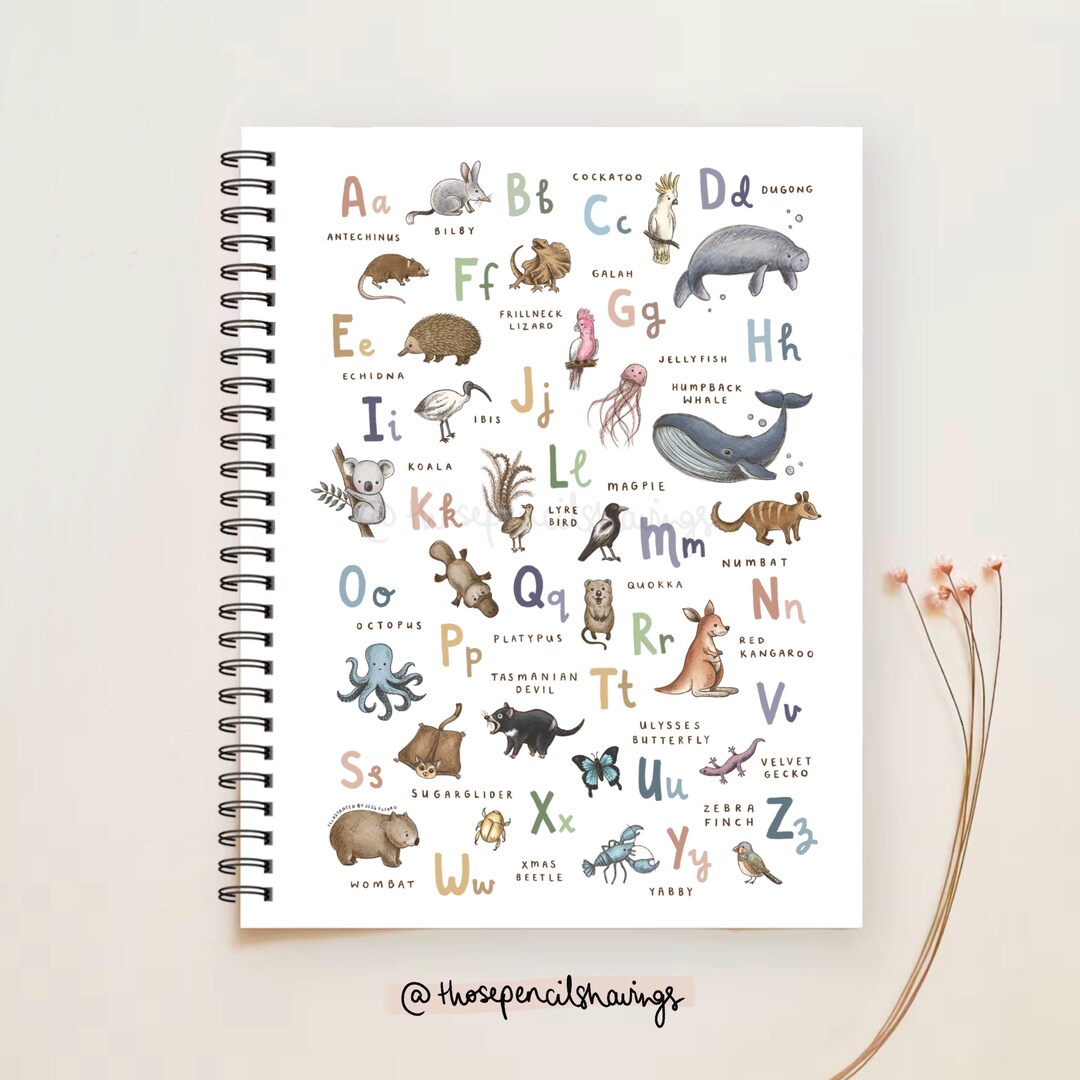 Australian Animals Alphabet Notebook, Spiral Ruled Line Journal, School ...