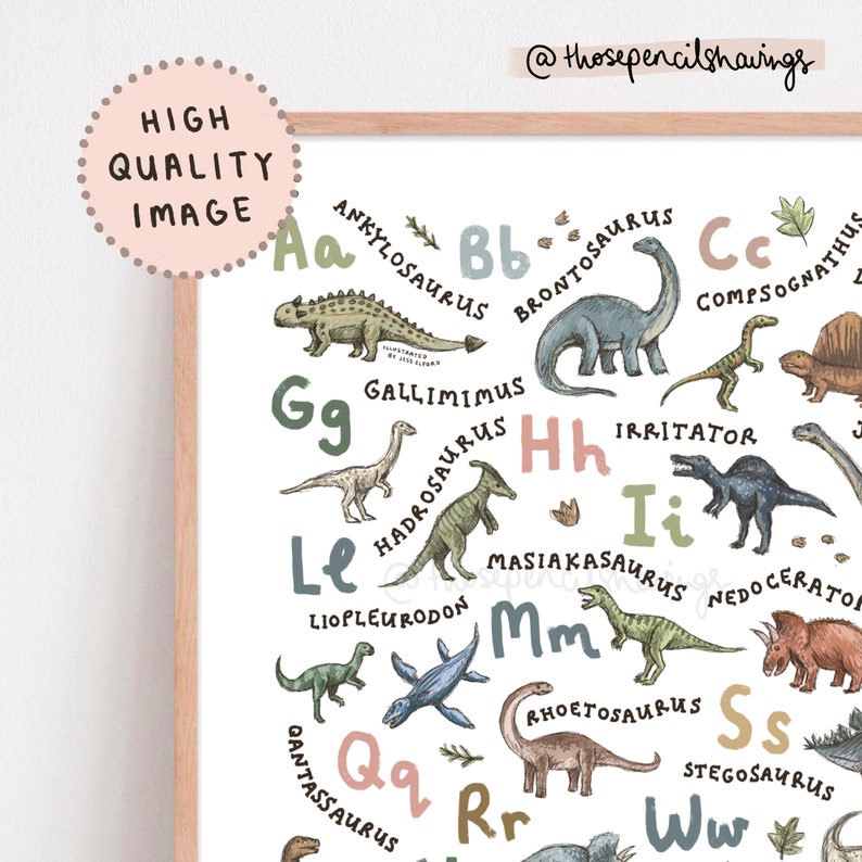 Dinosaur Alphabet Poster: A-Z Dino Printable Wall Art (digital Download ...