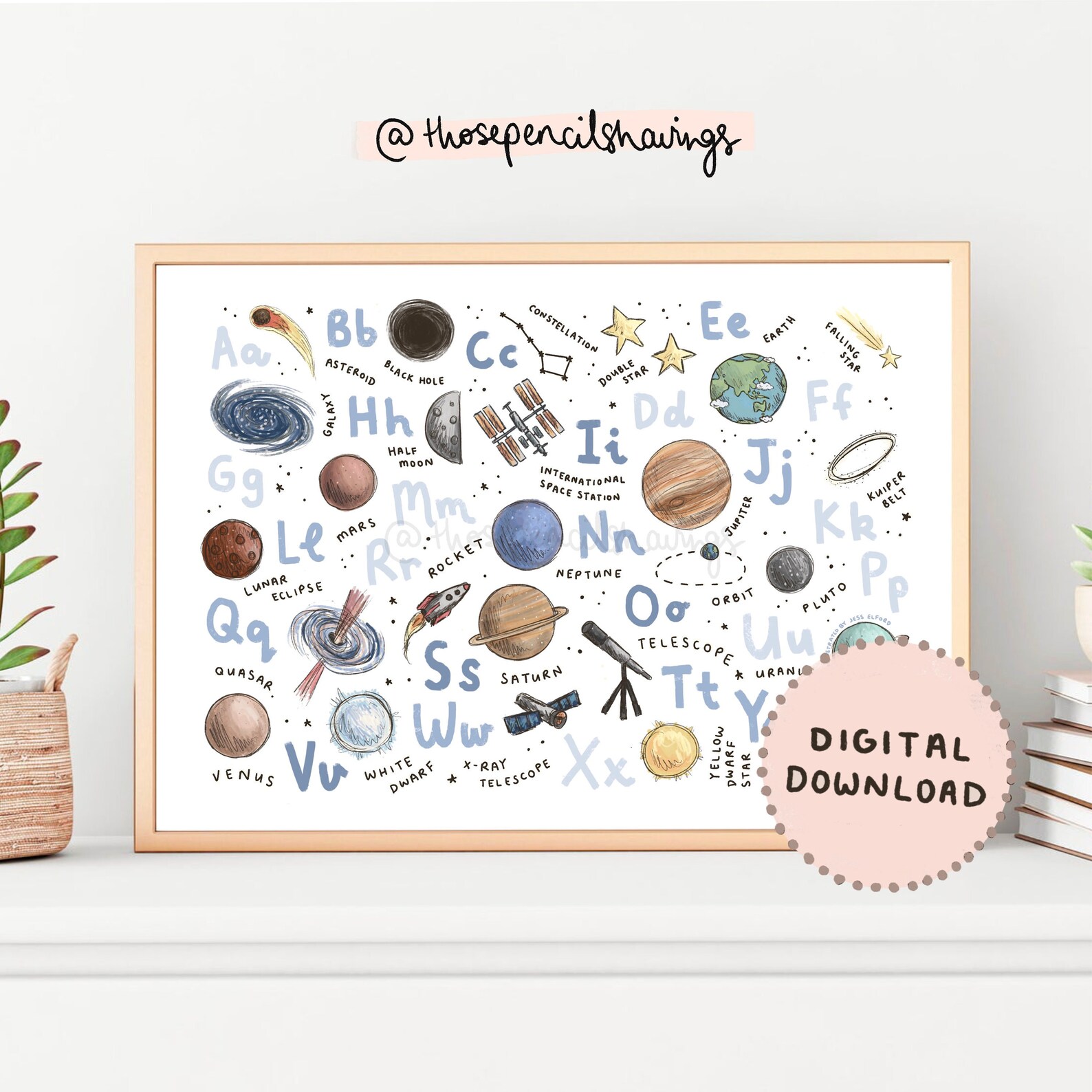 Space Alphabet Landscape Print Cute ABC Poster A-Z Galaxy - Etsy Australia